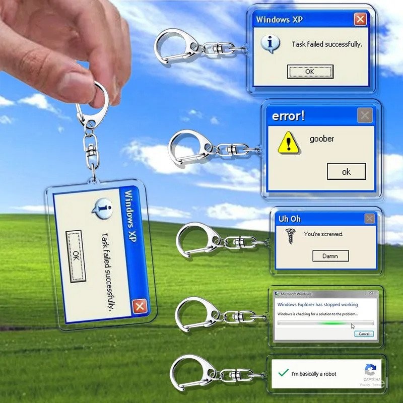 Creative XP Window Keychains for Accessories Bag Funny Task Failed ...