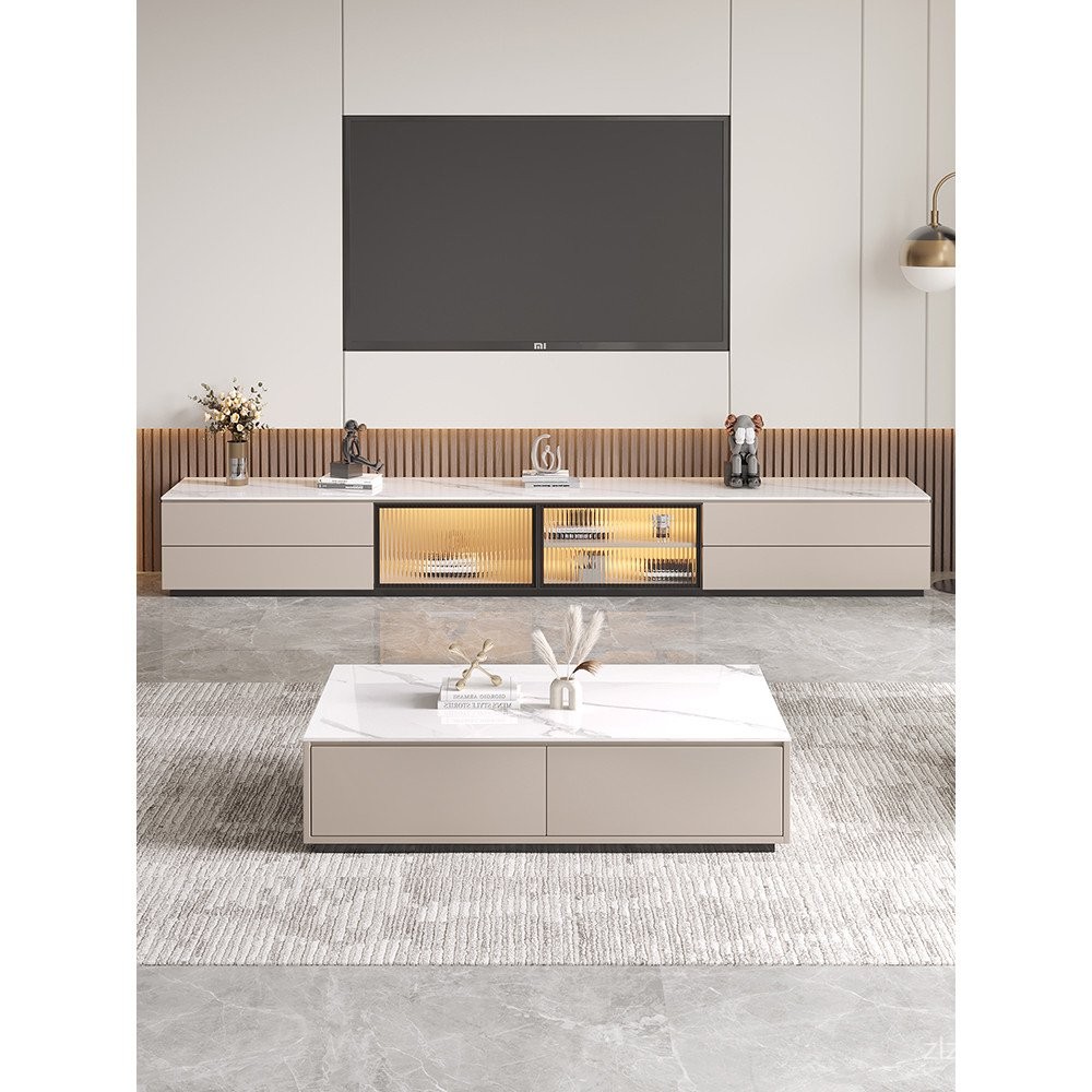 TV Cabinet Living Room Home Floor Storage Organizer Integrated TV Stand ...