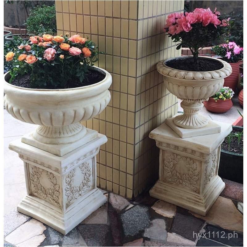 European Style Garden Rustic Ceramic Retro Door Pillar Flower Pot Villa ...