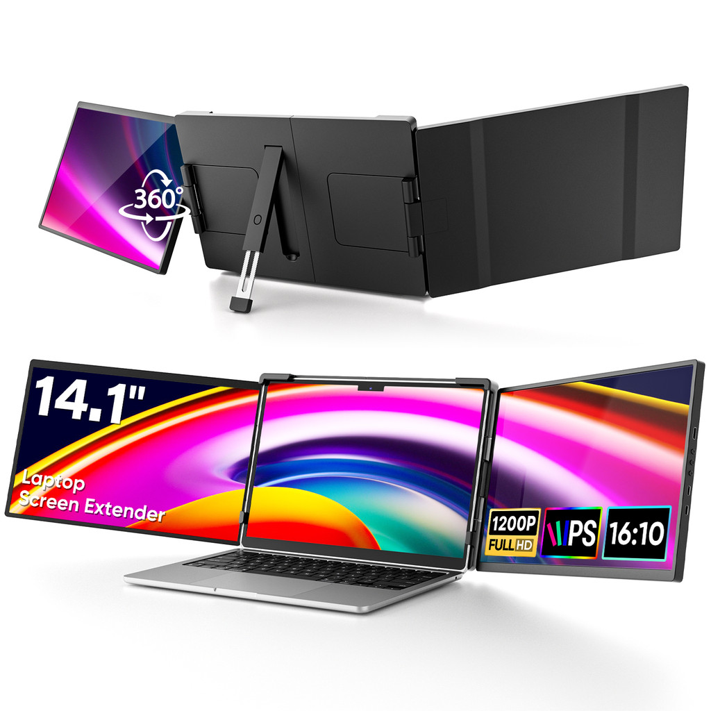 14.1" Laptop Screen Extender for Laptop, FHD 1200P IPS Portable Monitor ...