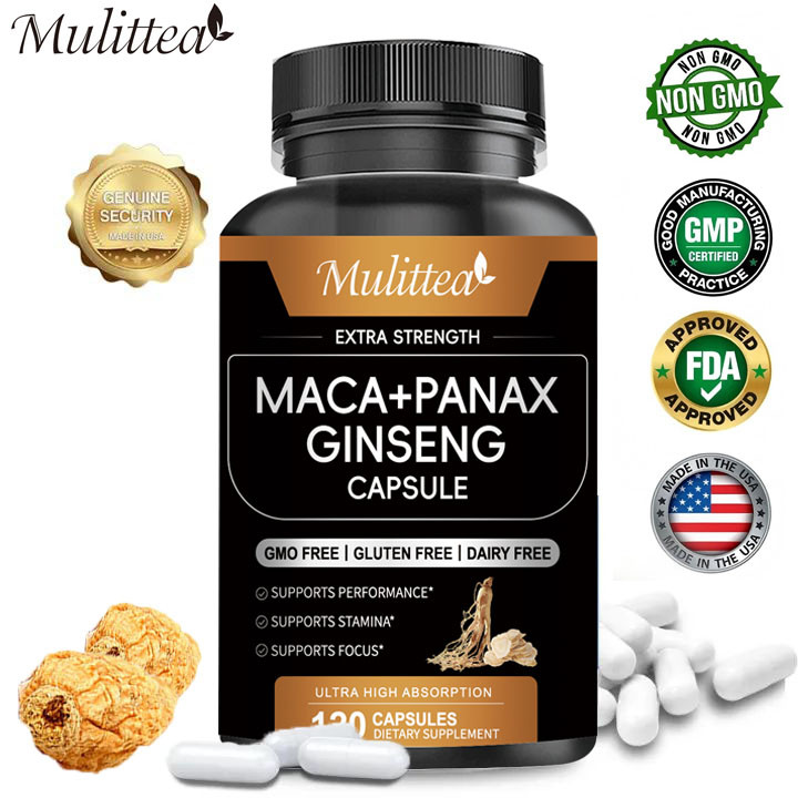 Mulittea Maca Root Capsules Panax Ginseng Stress Relief Boost Stamina ...