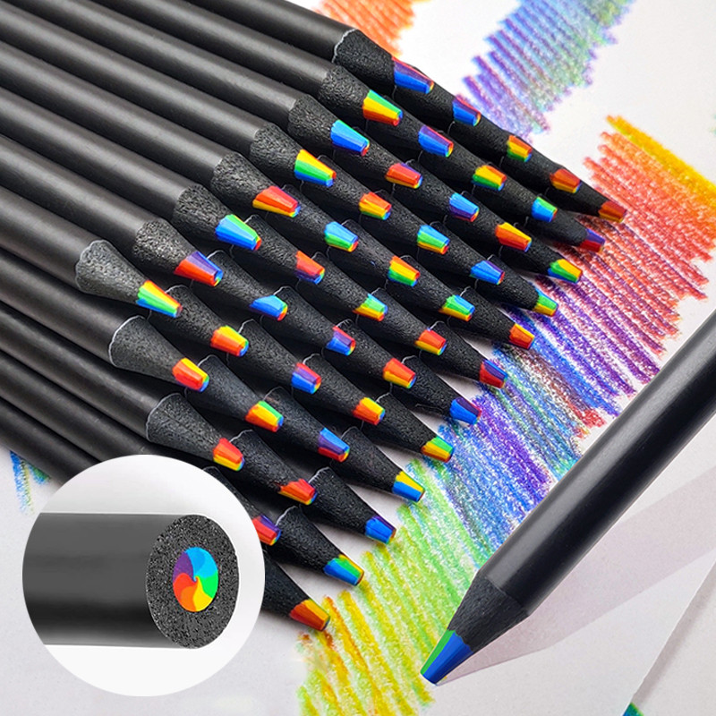 Black Wood Multicolor Color Pencil Lead 7 Colors Same Core Student ...