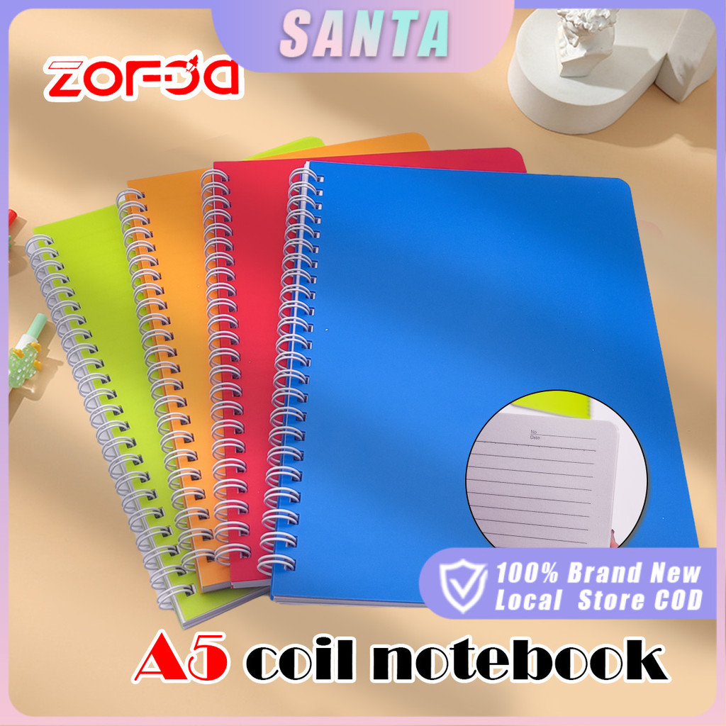 A5 Notebook Spiral Notepad PP Cover Waterproof Double Metal Ring Loose ...