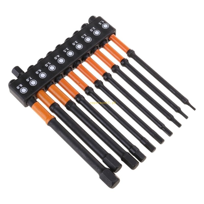 SUP 10Pcs Hex Head Wrenches Drill Bit Set Steel Magnetic Tip Hex Bit ...