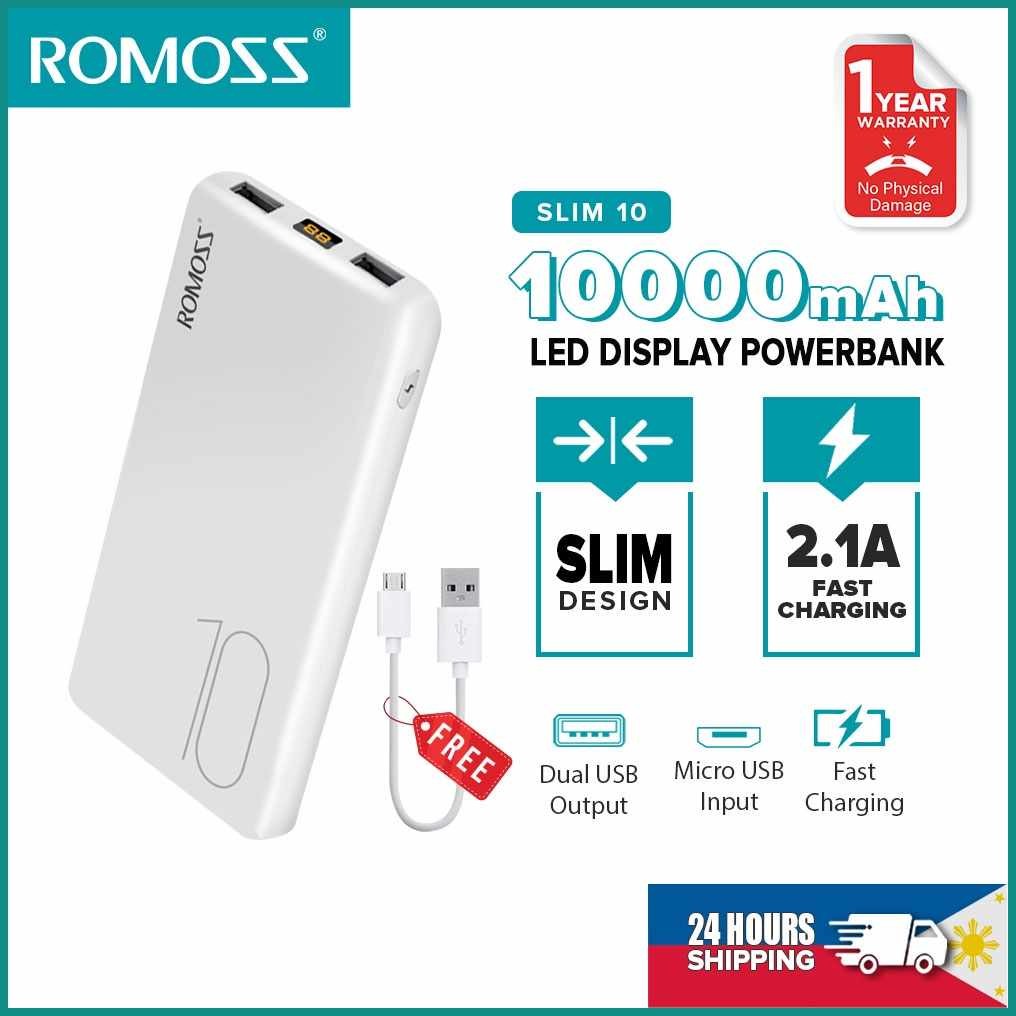 Romoss*Cb!Slim(K|fA#10=q|10000mAh=V|Light=P|&=Z|Handheld=V|Micro and type c Input, 2 Output ...