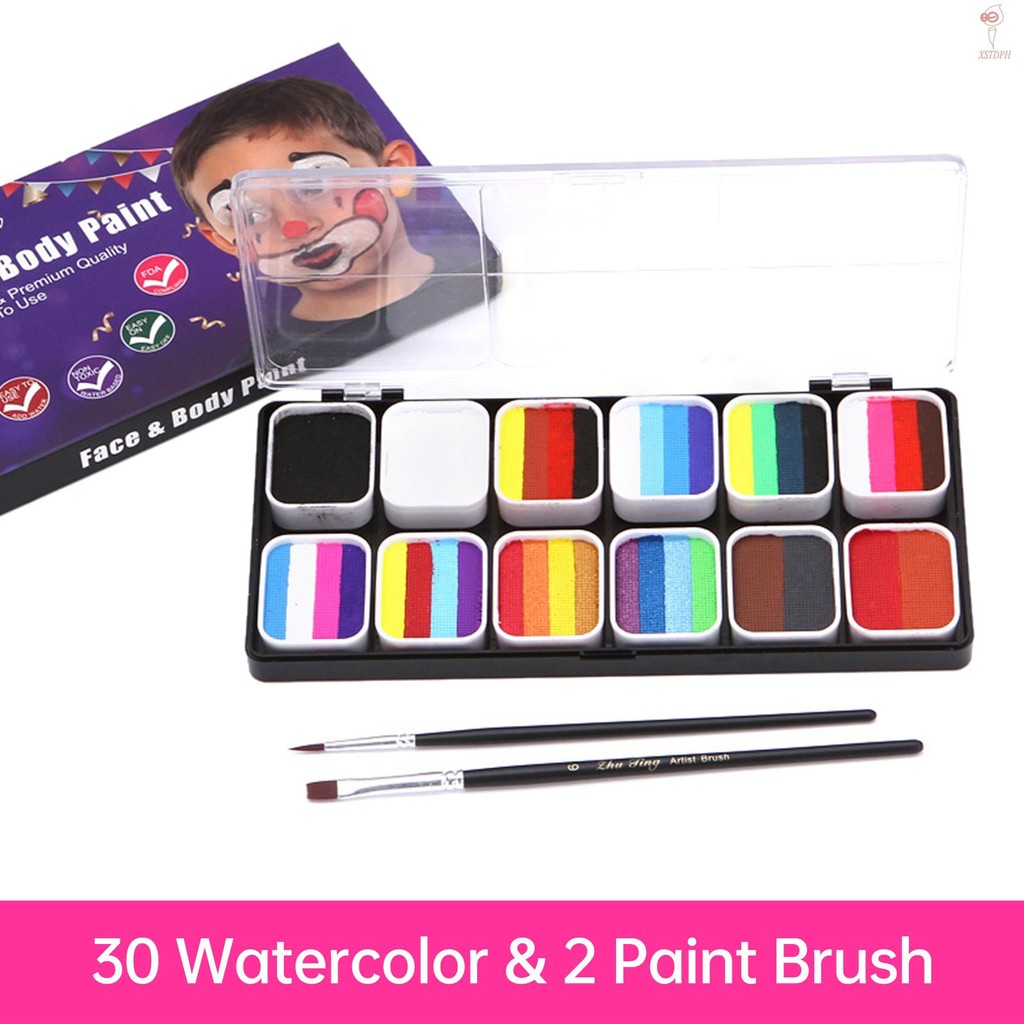 Face Paint Kit Water Activated 30 Colors Set Professional Split Cakes ...