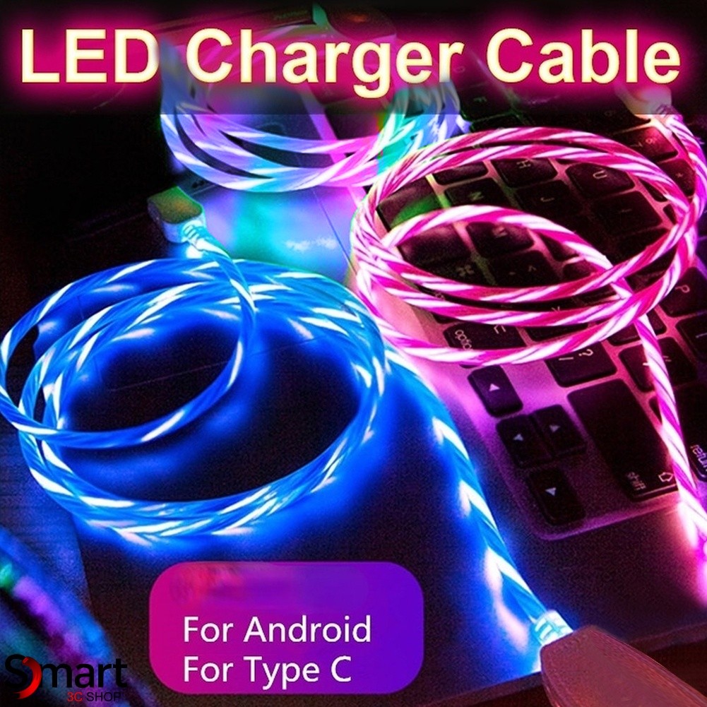 1 Meter Glowing Cable Fast Charging Micro USB Cables LED Light Type C ...
