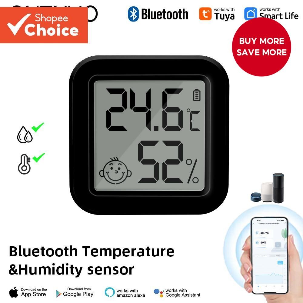 Onenuo Tuya Bluetooth Temperature Humidity Sensor Mini LCD Digital Display with APP Remote ...