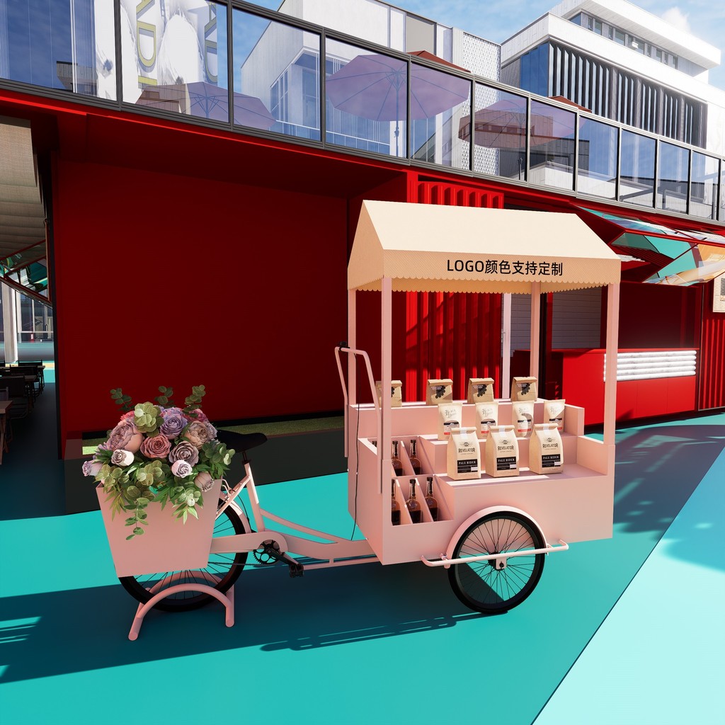 Trendy Food Cart Mobile Coffee Bike Three-Wheeled Commercial Multi ...