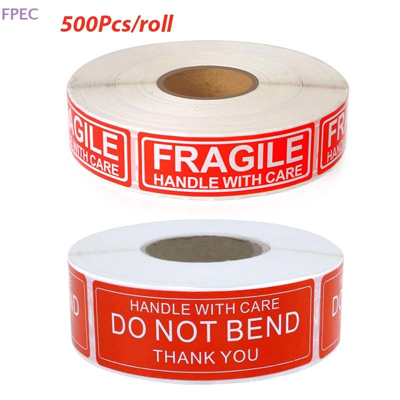 FPEC 500pcs Labels Fragile Stickers 1 Roll Fragile or Bend Handle with ...