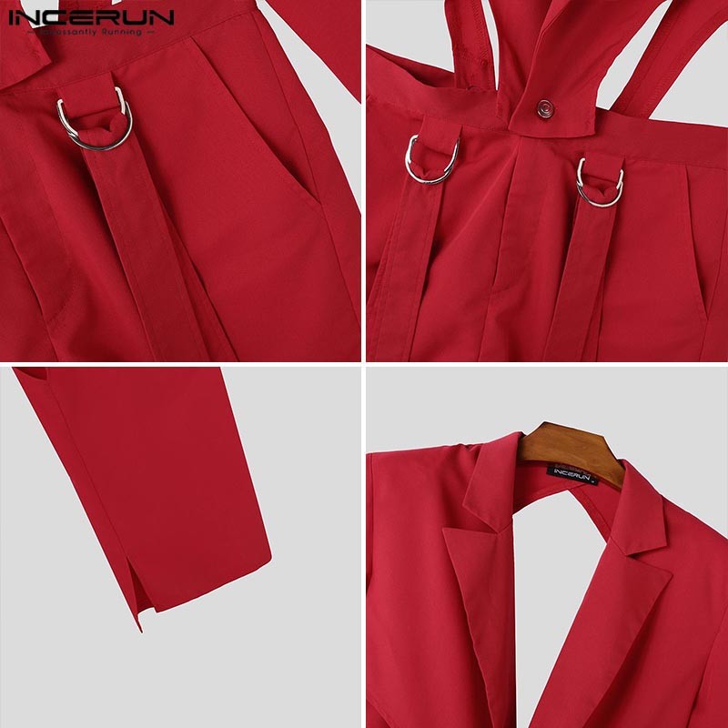 INCERUN Men Vintage Deconstructed Hollow Design Long Sleeve Straight ...