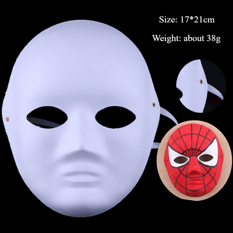 DIY White Plain Paper Full Face Mask Halloween Opera Masquerade ...