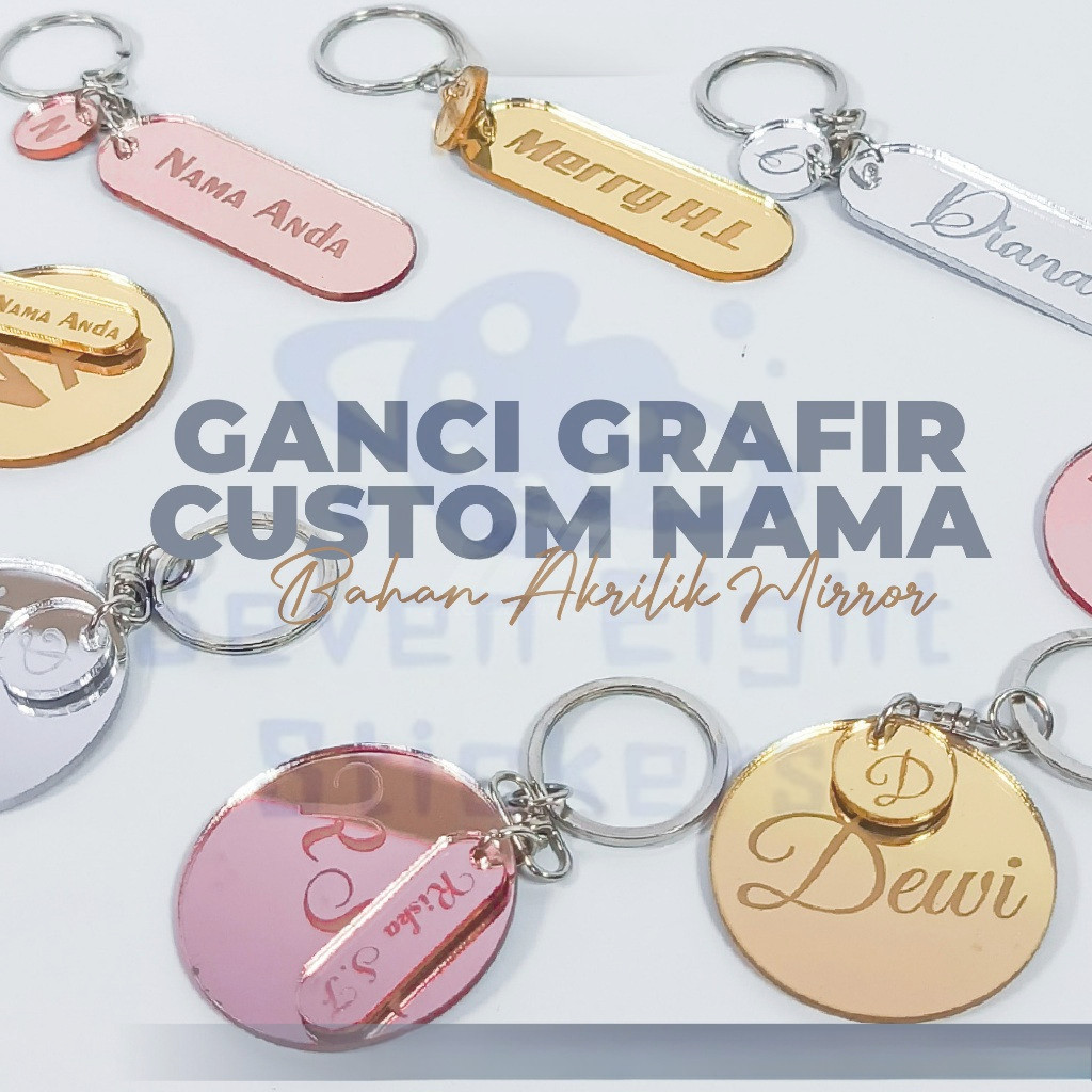 Customized mirror-like texture name keychain | Acrylic material ...