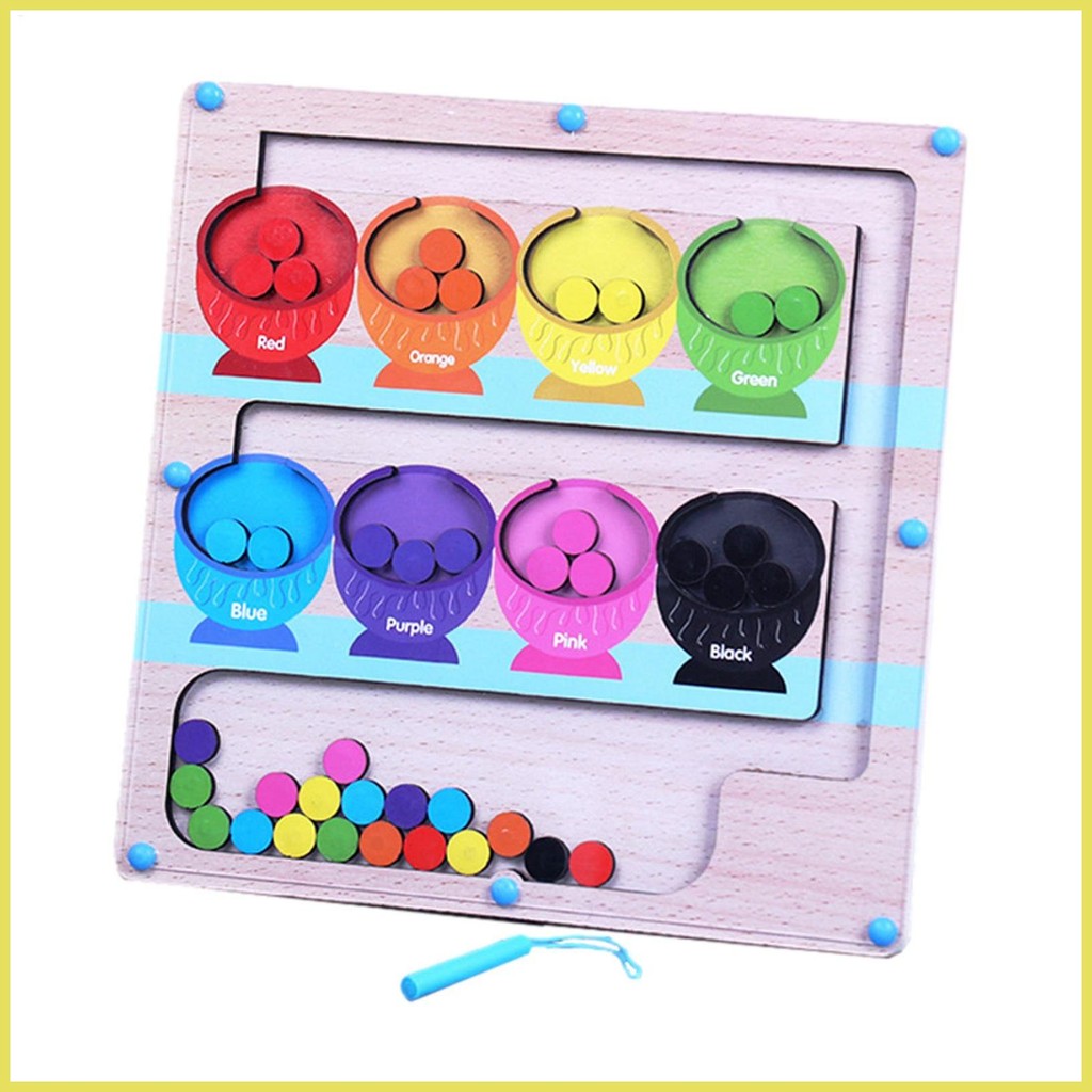 Wooden Magnetic Maze Board Puzzles Portable Preschool Learning Magnetic ...
