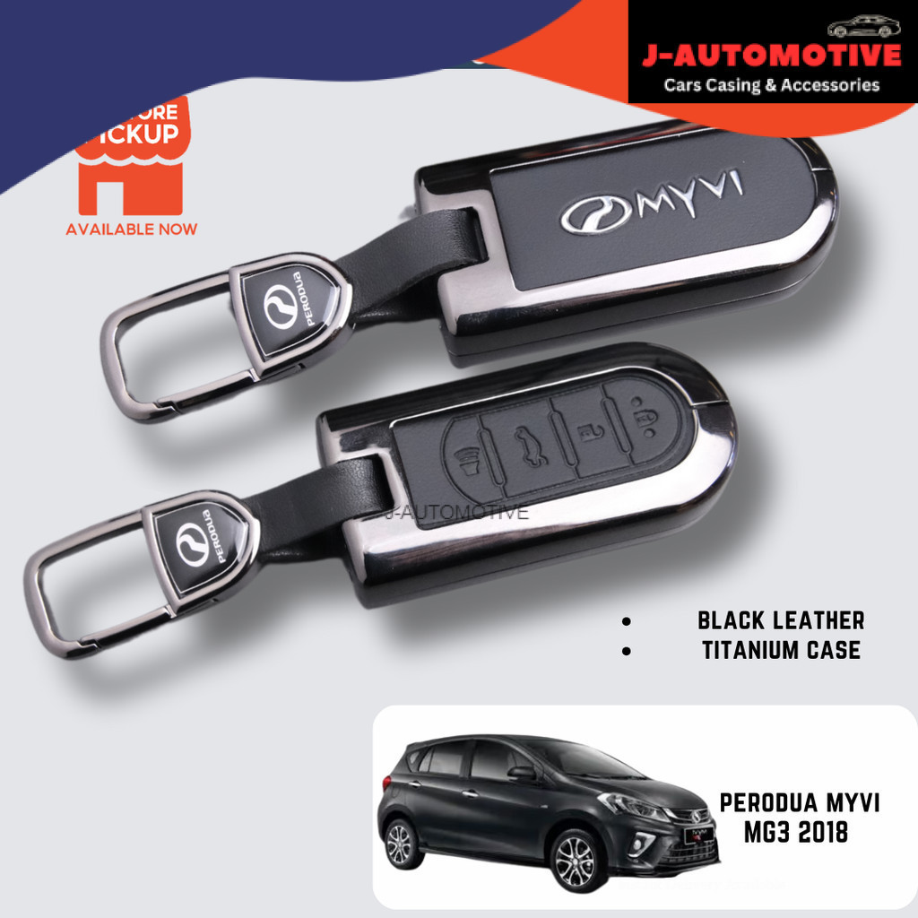 PERODUA Myvi 2018 - 2025 Leather + Titanium Keyless Remote Car Key ...
