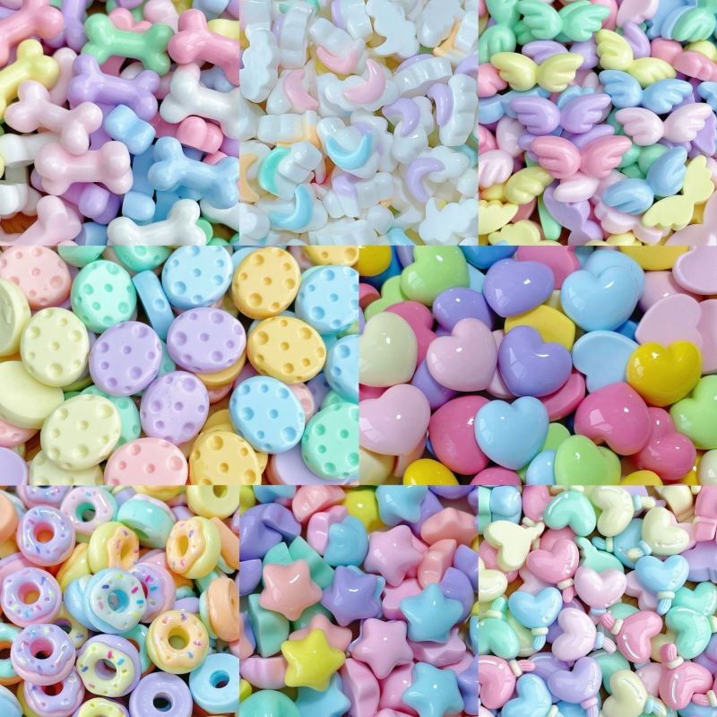 10pcs Small Candy Color Heart Resin Flatback for Mini Nail Cream Glue ...