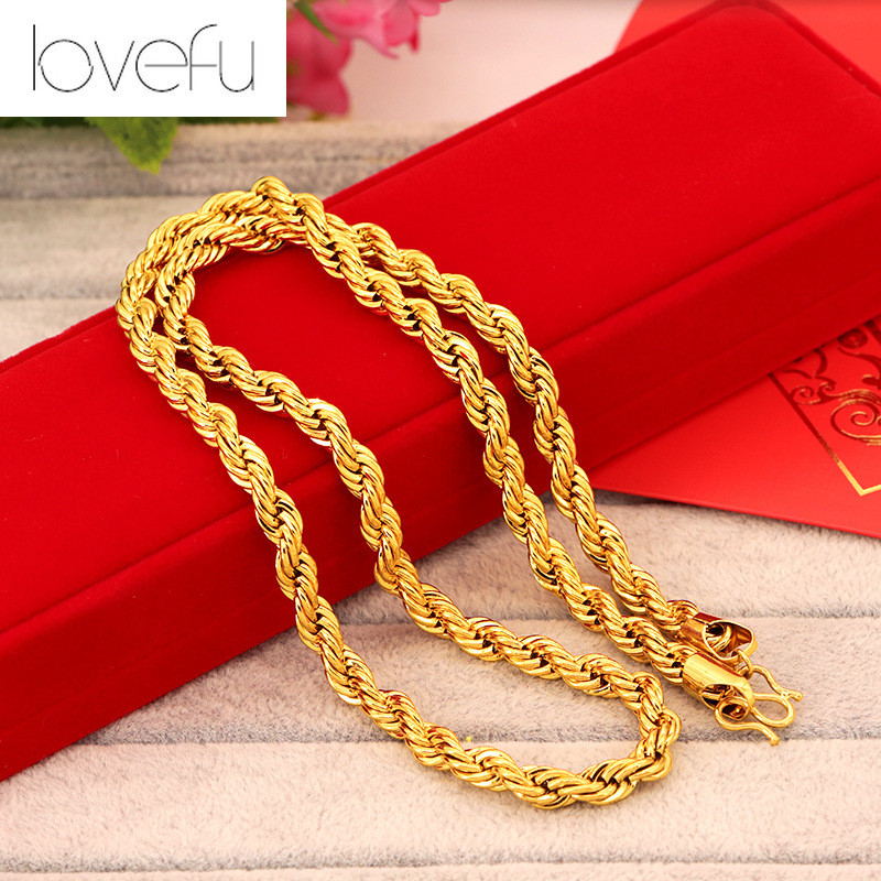 18K Saudi Gold Pawnable Men's domineering 7mm Fried Dough Twists ...