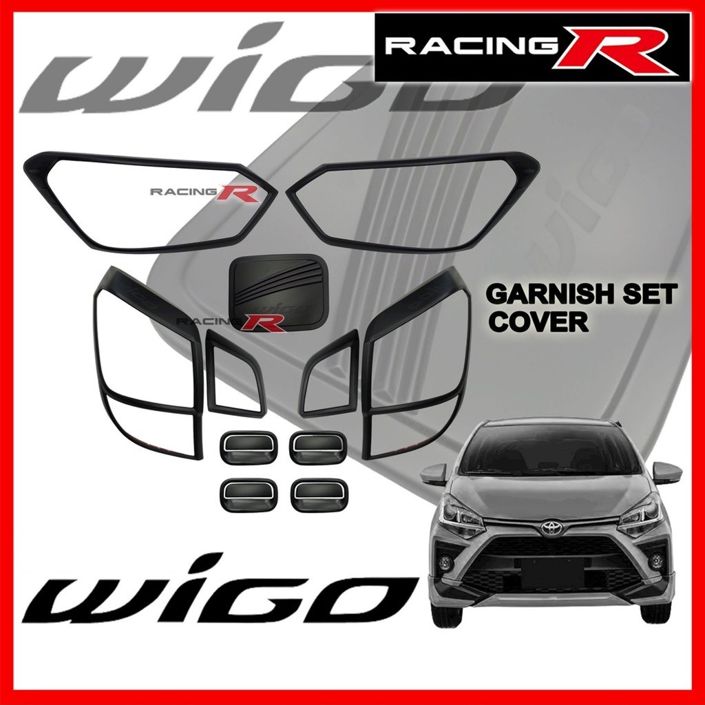 Toyota Wigo 2017 to 2022 Garnish Combo Set Cover [ Matte Black / Chrome ...