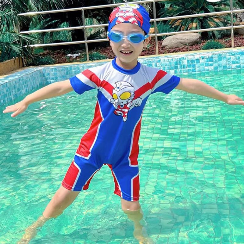 Boys' one-piece swimming suit + Sero Ultraman kids swimming suit Set ...