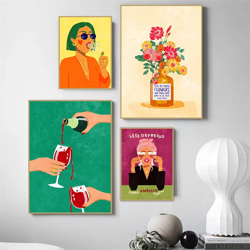 Funny Colorful Woman Body Parts Art Posters Canvas Print Art Red Wine ...