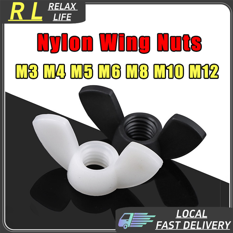 [RL]Nylon Wing Nuts M3 M4 M5 M6 M8 M10 M12 Plastic Butterfly Nut White Black Nut GB62 Hand ...