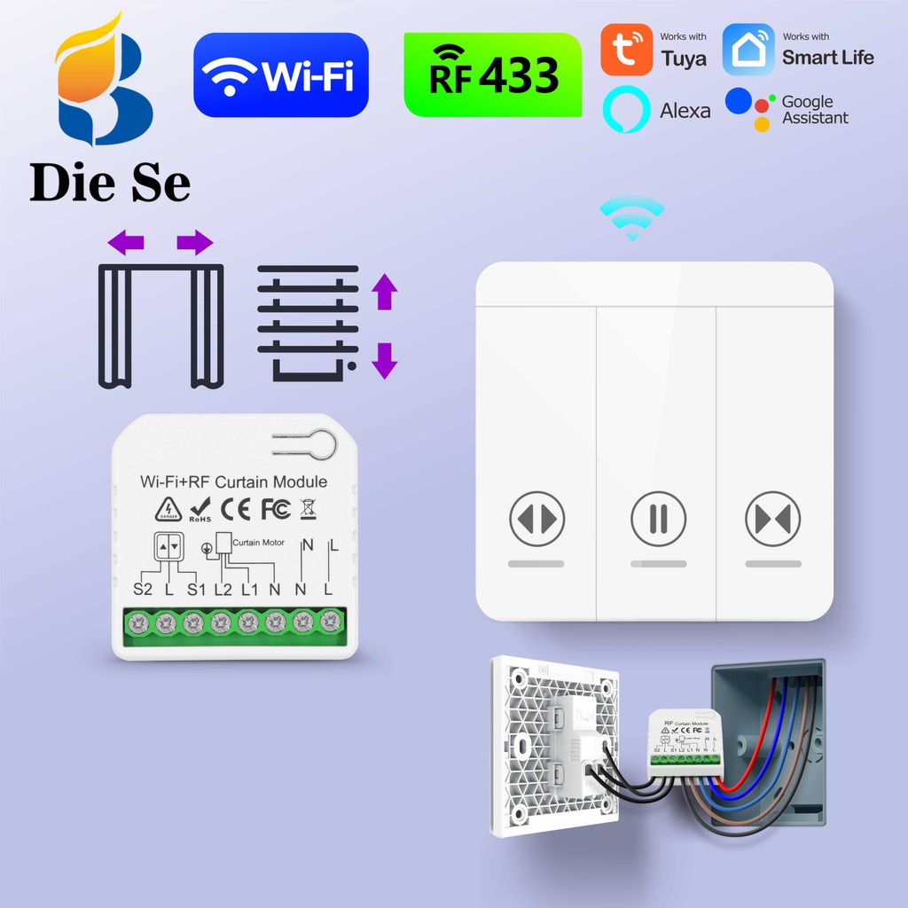 WiFi+RF 433Mhz Tuya Smart Switch, Remote Control Switch，AC 110V 220V ...
