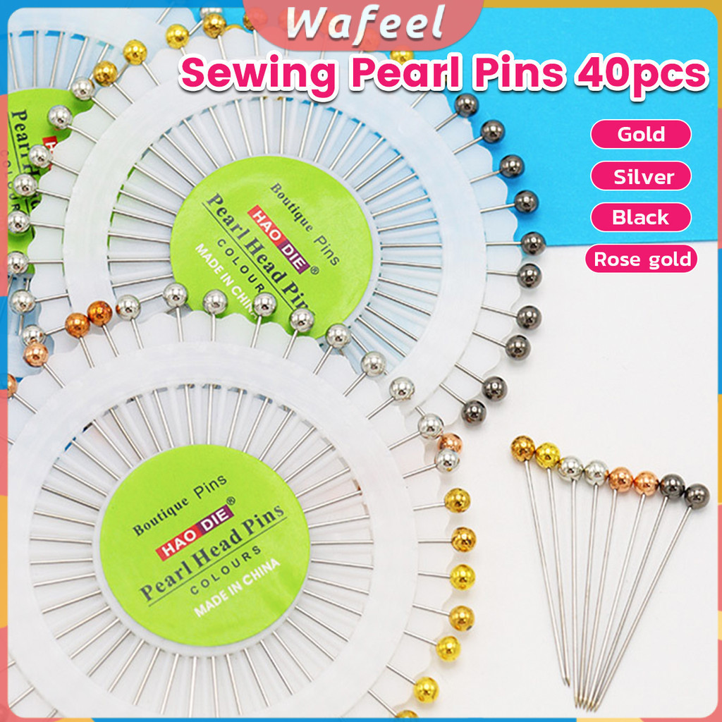 W.A. 40pcs Sewing Pearl Pins Round Pins Arts and Crafts Sewing Tool ...