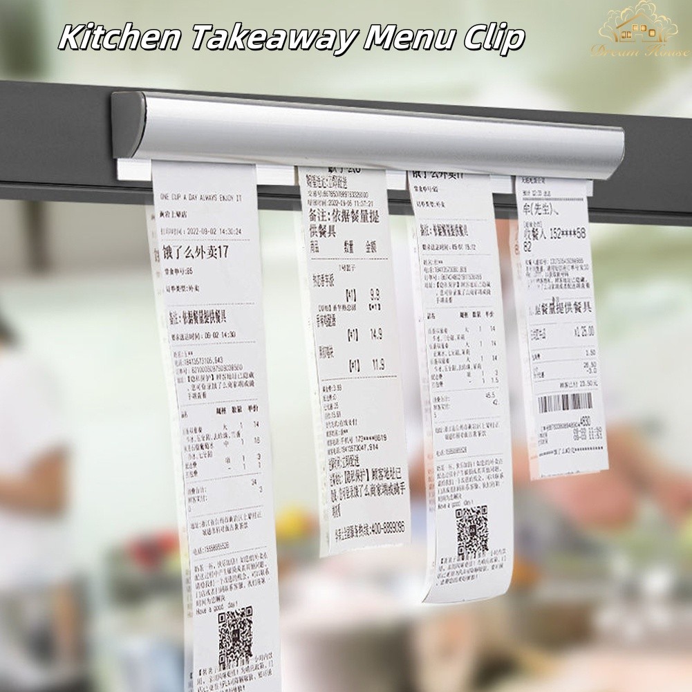 Aluminum Kitchen Menu Clip Holder Drilling-Free Receipt Clip Bar ...