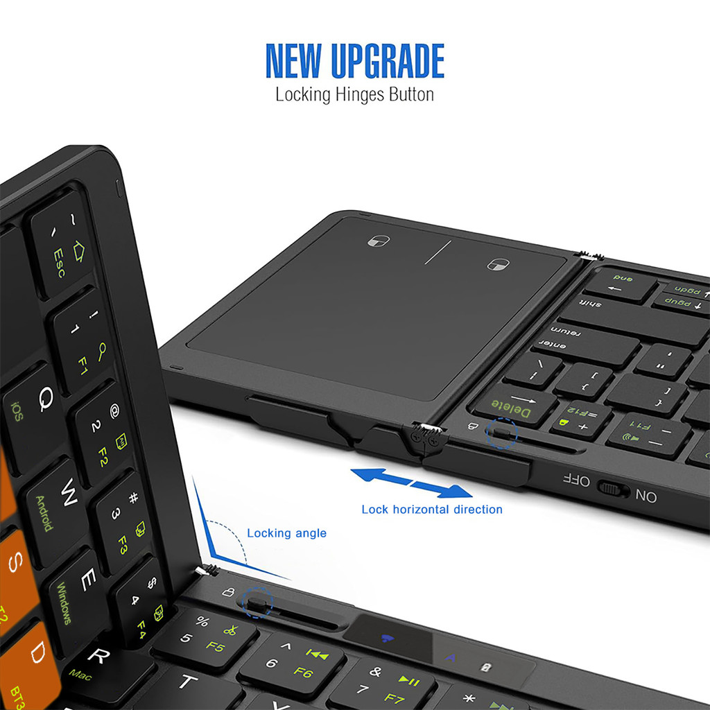 Jomaa Foldable Bluetooth Keyboard with Touchpad Wireless Folding Travel ...