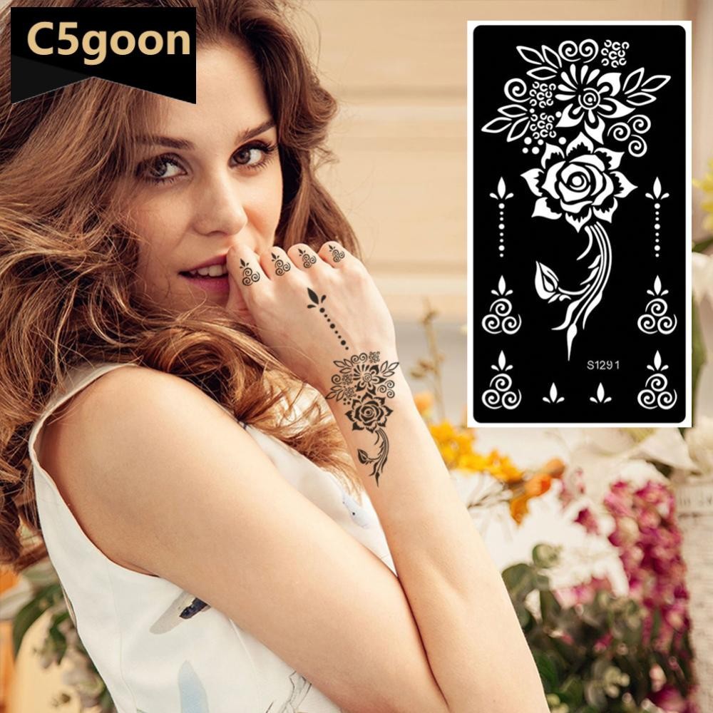 C5GOON 1 Sheet Tattoo Stencils Henna Templates Arm Back Chest Ankle ...