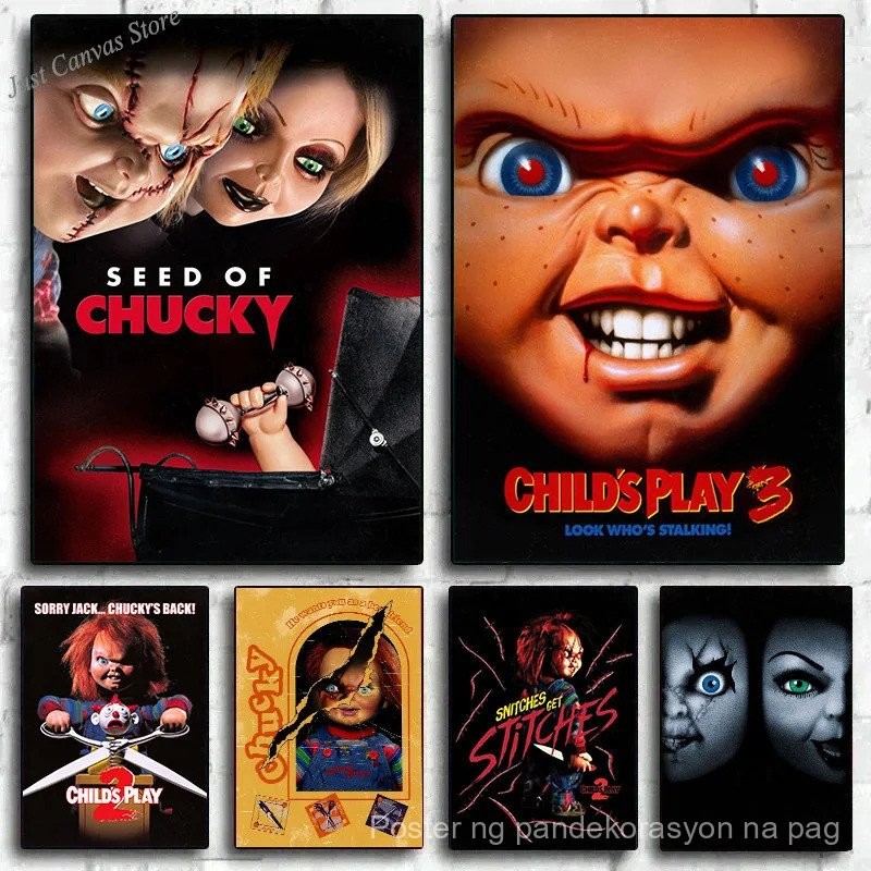 Classic horror movie chucky child play poster doll bride prints canvas ...
