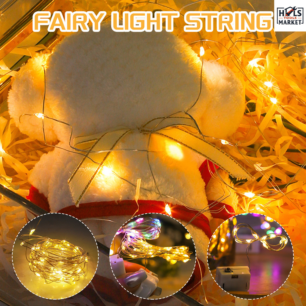 1m 10 LED Fairy Light String Fairy Lamp DIY Battery Operated Copper ...