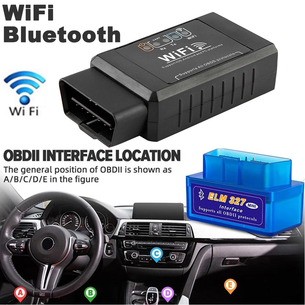 WiFi Bluetooth OBD2 Car Diagnostic Auto Scanner Code Reader Tool ELM327 ...