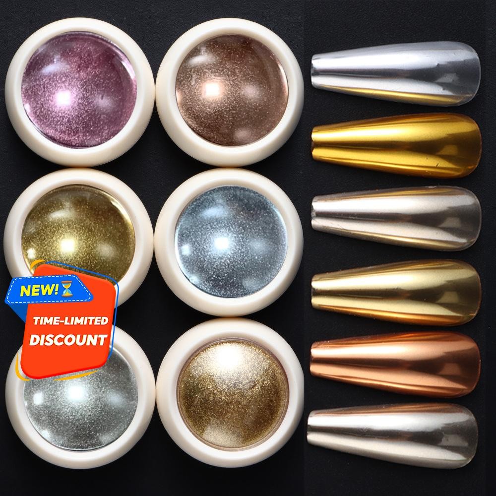 6pcs/set New Magic Gold Powder Nail Polish with Mirror Hook, Aurora ...