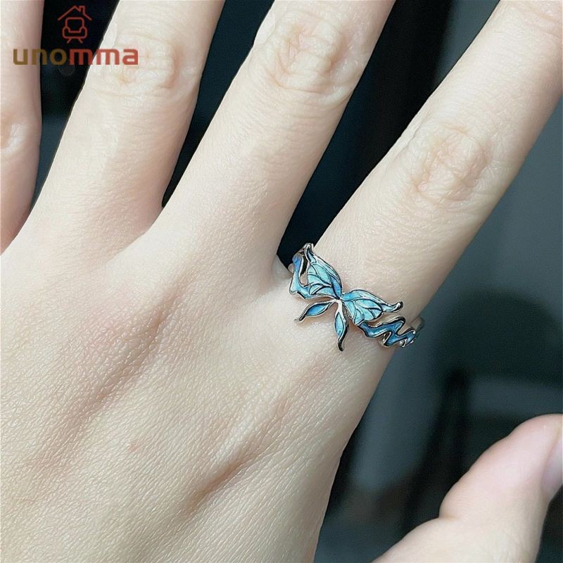 Niche Blue Butterfly Open Ring Simple Women Punk Style Personalized ...