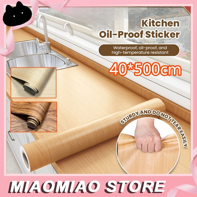 40*500cm Wood Grain PVC Waterproof Wallpaper Adhesiv Wall Decor Kitchen ...