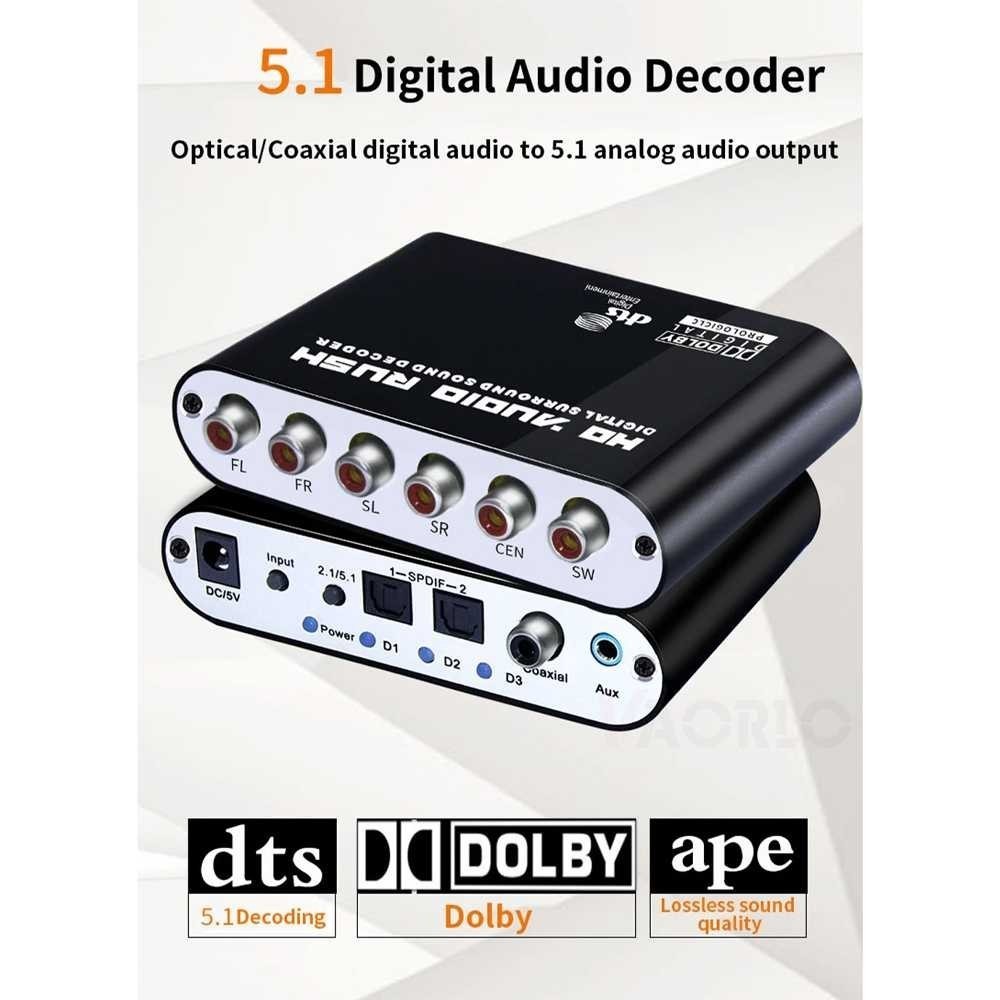 Digital Surround Decoder to Active Speaker 5.1 Converter DTS Dolby AC3 - HD51-A (Fattah ...