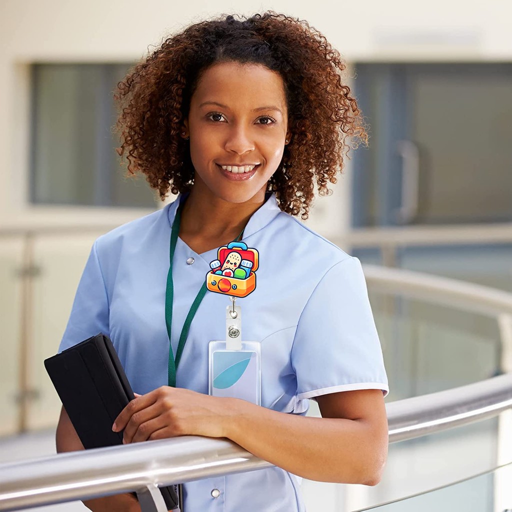 Nurse Badge Holder Reels Retractable Nurse Name Tag Clip Medicine Box ...