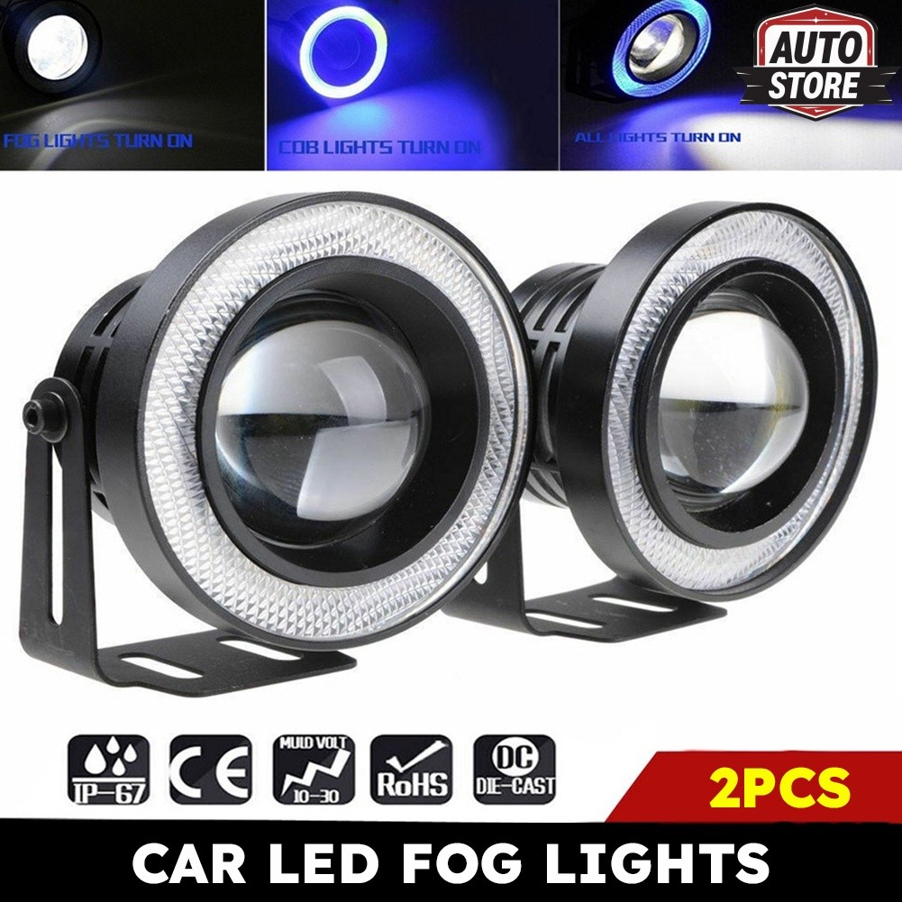 2pcs 3.5inch Car COB LED Fog Light Angel Eyes COB Light Ring Lens Projector Halo Ring Waterproof ...