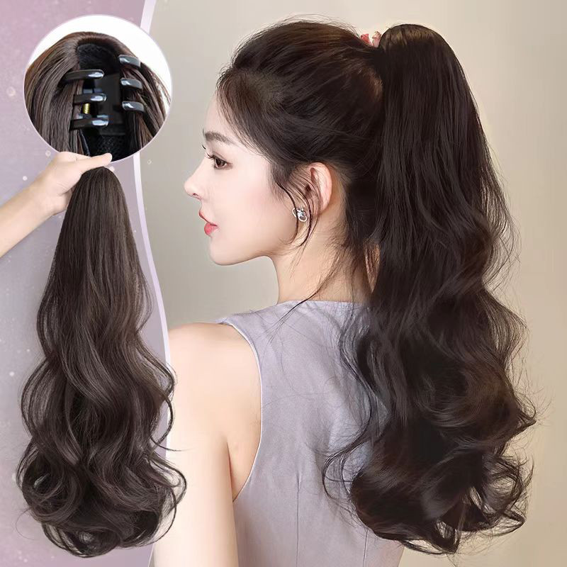 Women Girl Wig Ponytail Long Curly Hair Bandage Style Pear Flower Fake ...