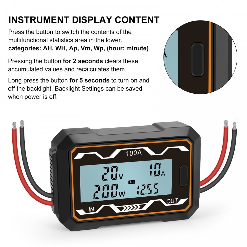 Solar Power Meter Detectors Monitor RC Battery Watt 100/150/200A 8-60V ...