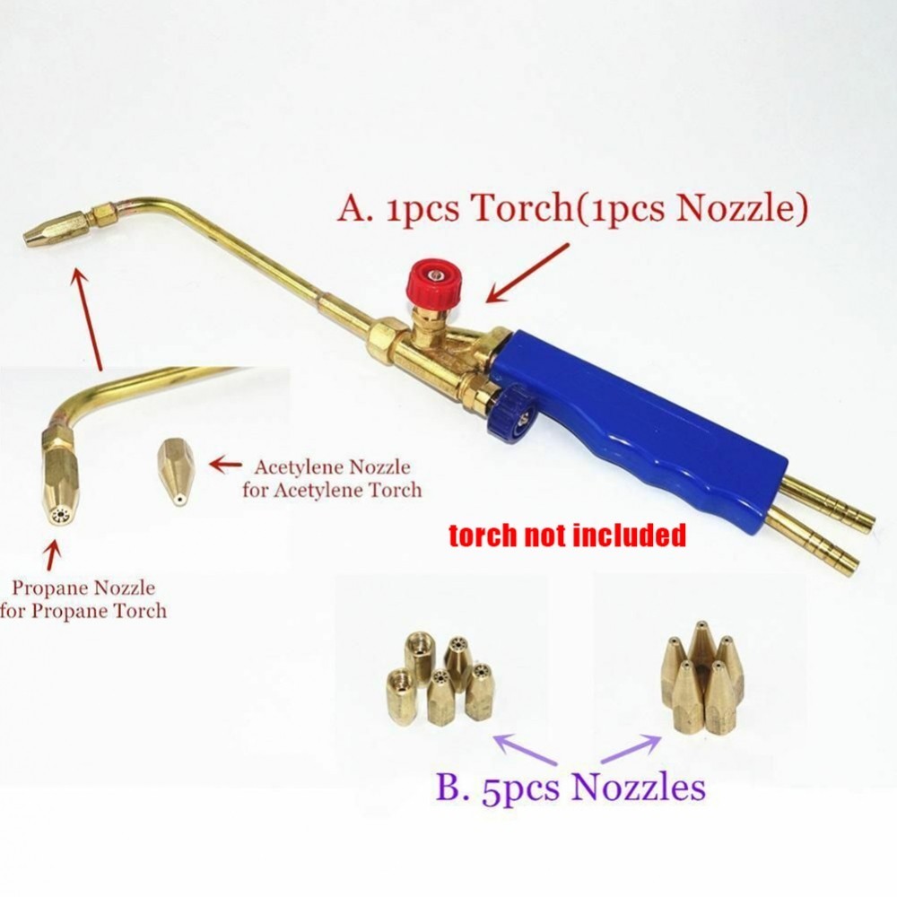 Premium Gas Brazing Torch 5pcs Oxygen Propane Acetylene Nozzle for ...