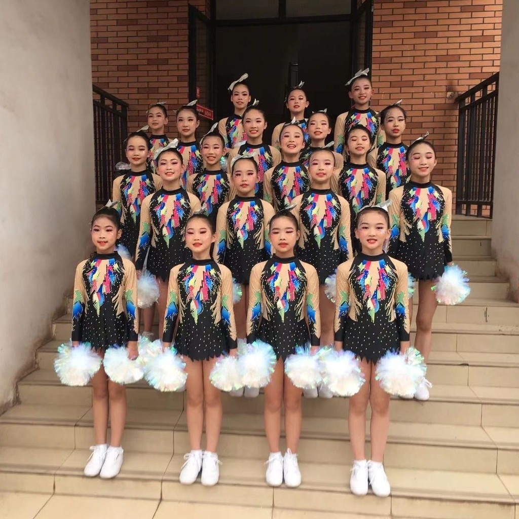 Long-sleeved design cheerleading dance competition uniforms ...