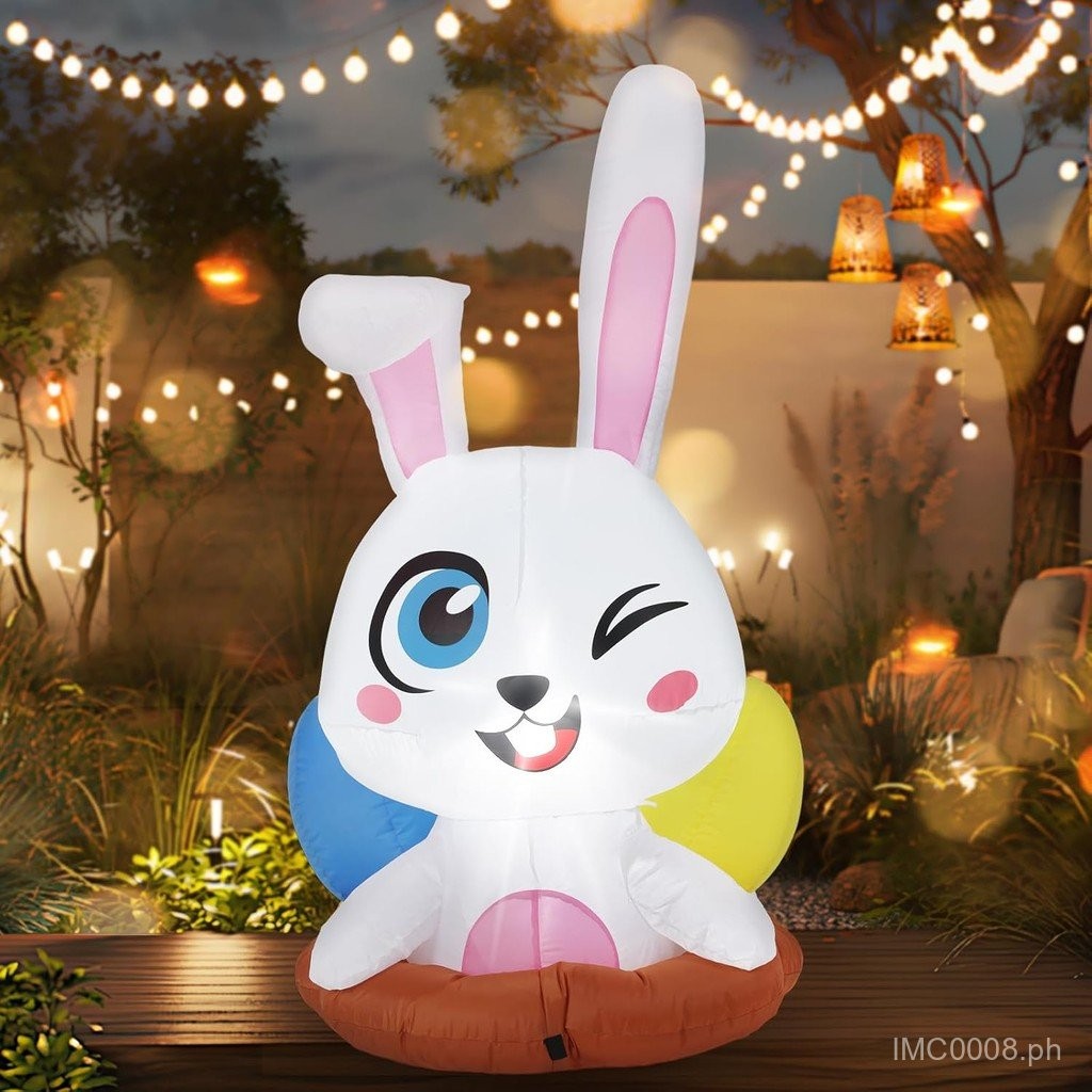 Easter Inflatable Bunny Outdoor Decorations, 4 FT Blow up LED Lighted ...