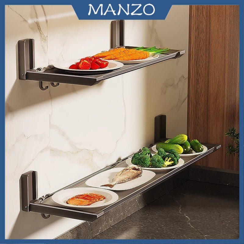 Kitchen Foldable Food Prep Shelf With Hook Wall Mounted Seasoning ...