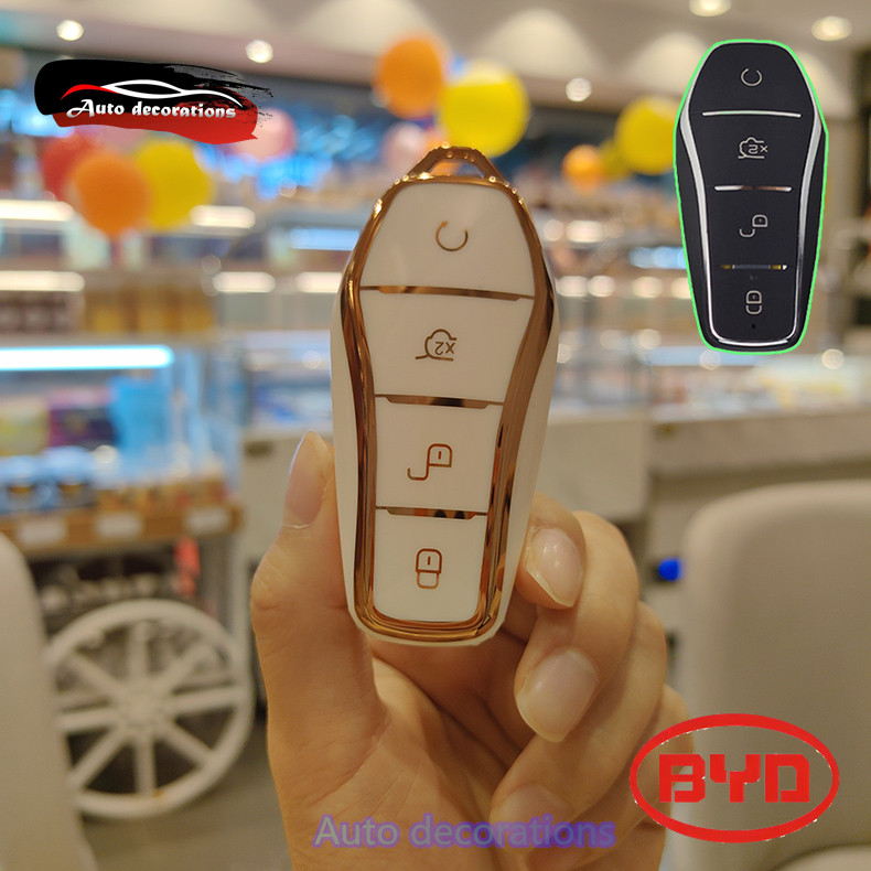 BYD Car keychain gold edge suitable For BYD seagull Dolphin / BYD Atto ...