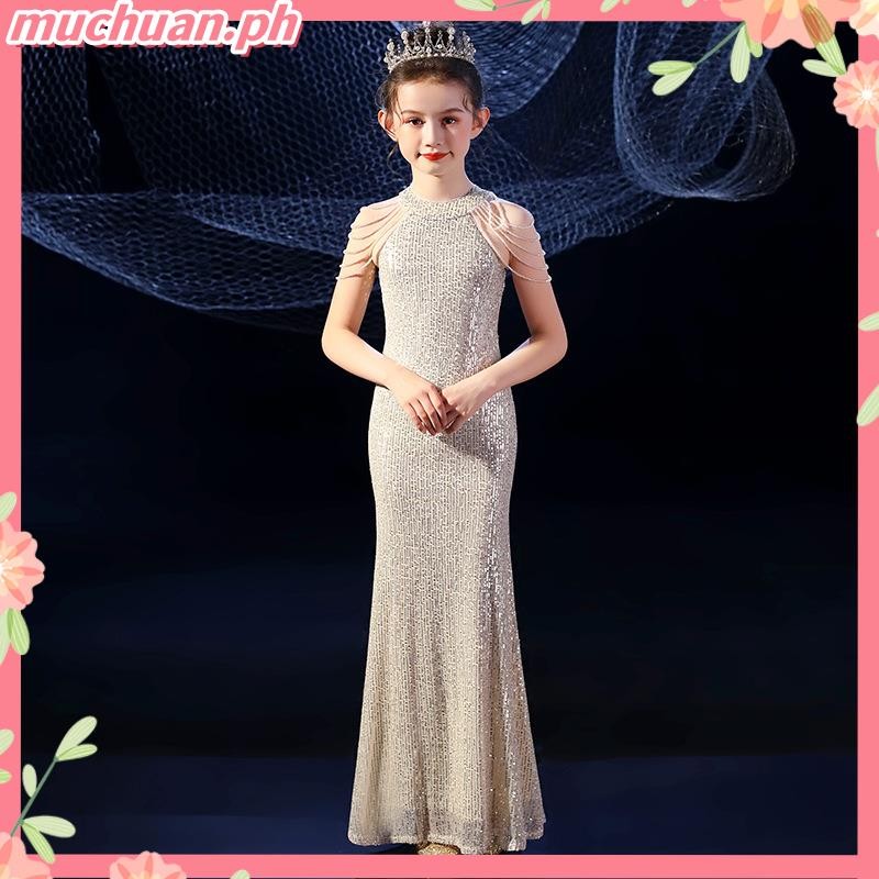 Luxury Sequined Children Prom Dress Mermaid Elegant Kids Birthday Party ...