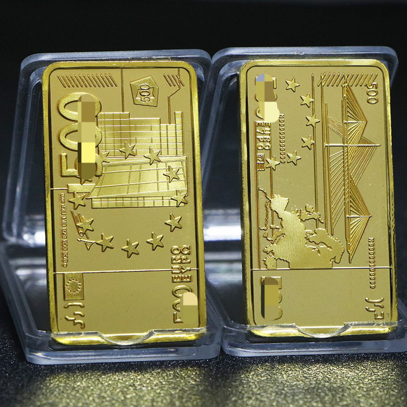EU Commemorative Coin Square Gold-Plated Nugget Gold Coin Euro Gold ...