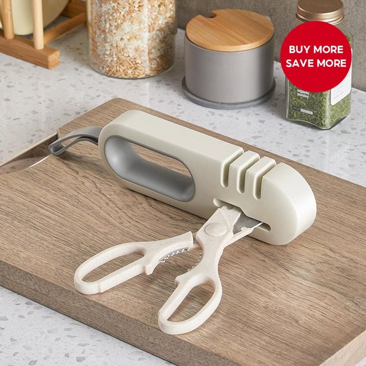 Multi-Function white grey Knife Sharpener Four-in-One Knife Scissors ...