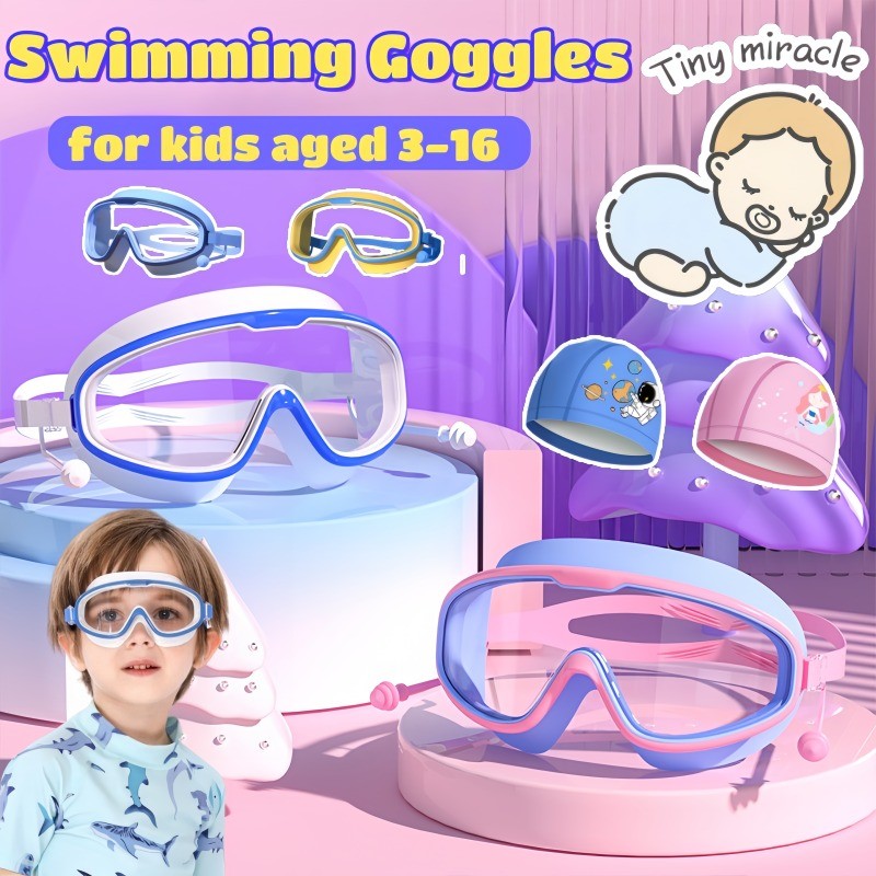 Swim Goggles For Kids 3-16 Anti Fog No Leak Clear Wide Vision Silicone ...